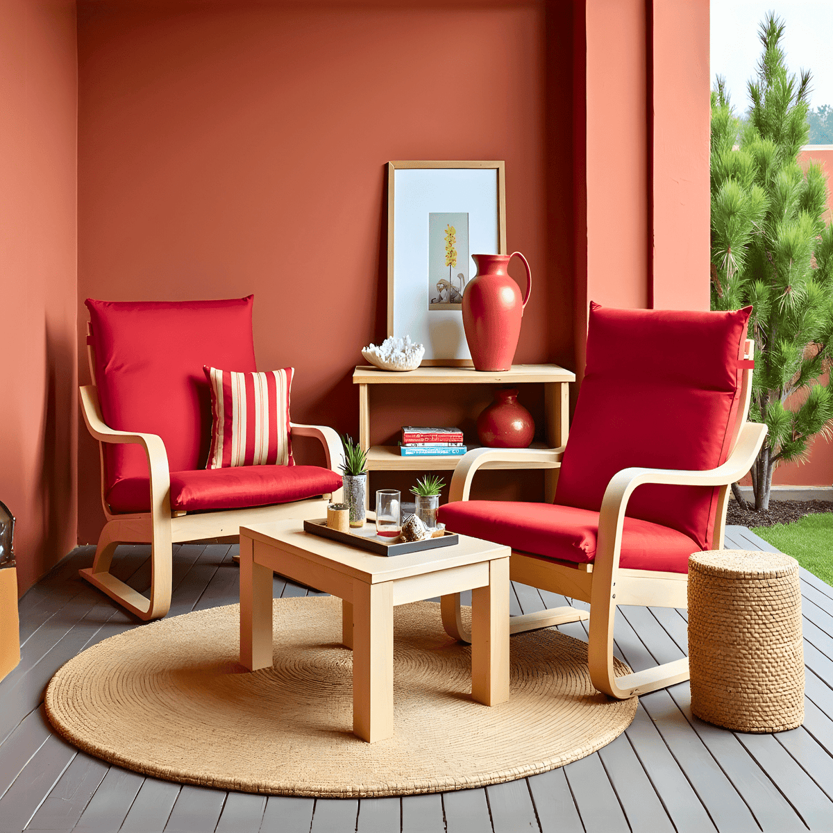 Burgundy Velvet IKEA Poäng Slipcover | Chair & Footstool Set – Rockin ...
