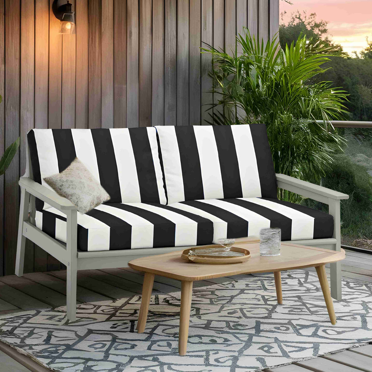 Black and White Cabana Stripe Outdoor Slip Covers, Compatible with IKE ...
