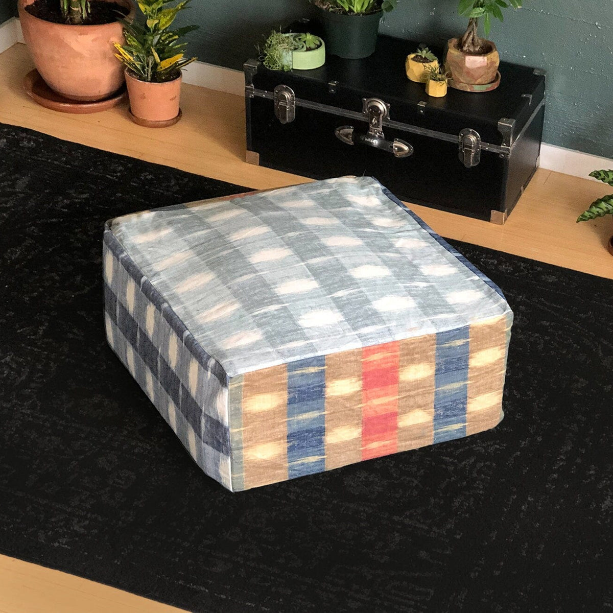 SALE Linen Plaid Check Bean Bag Pouf Cover, Ottoman Seat Cover – Rockin ...